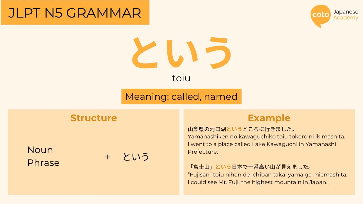 JLPT N5 Grammar 〜という (To Iu) Meaning, Use & Examples